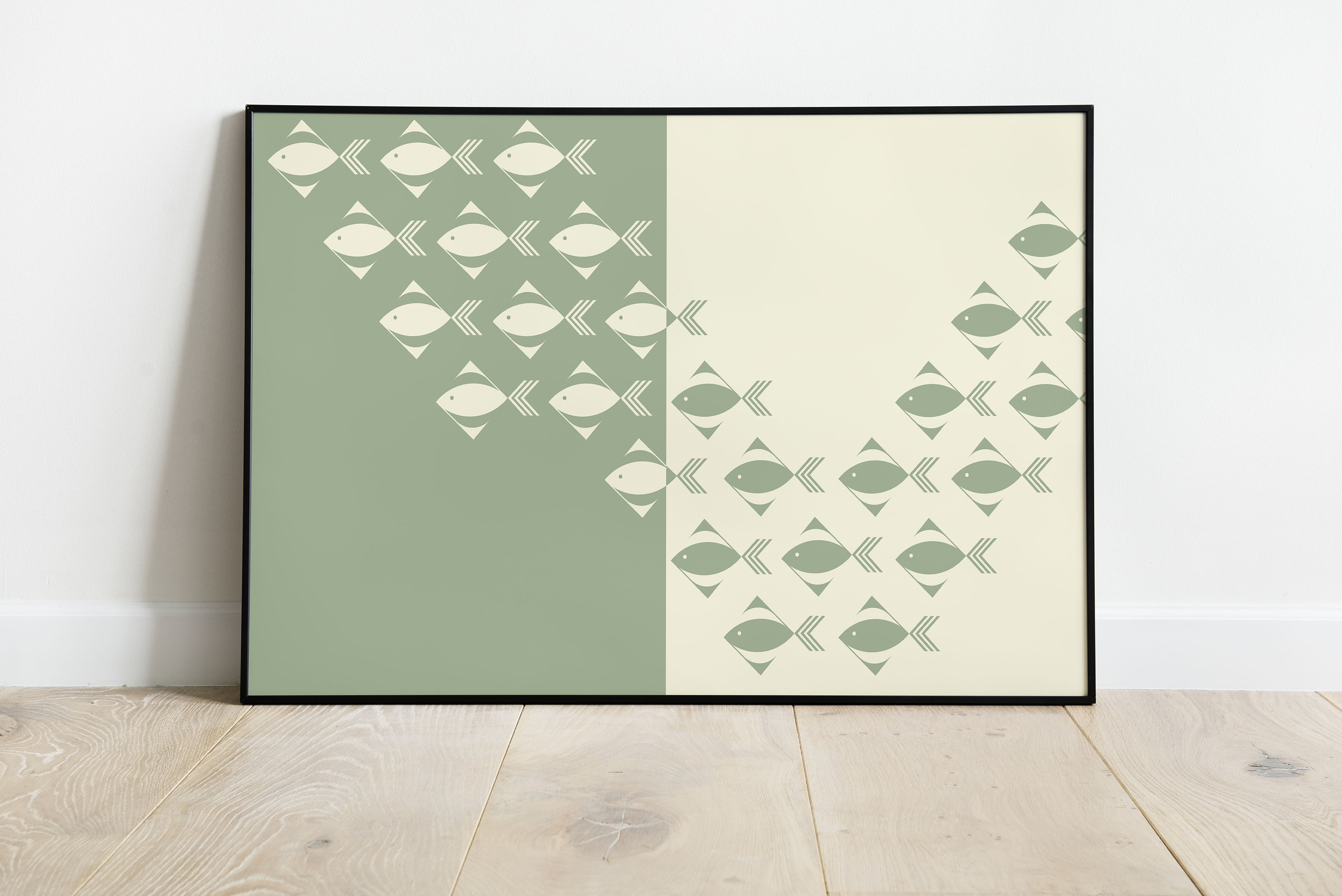 Set von 6 Drucken Salbeigrün Midcentury moderne abstrakte druckbare Wandkunst Bauhaus Kreis ...