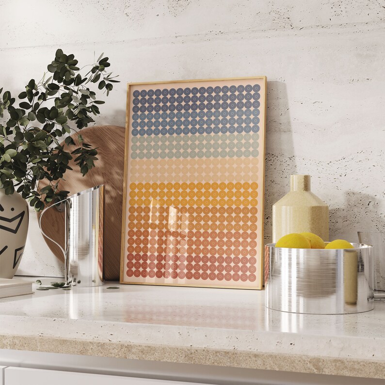 Circle Pattern Print Midcentury Modern Geometric Shapes Abstract Poster ...