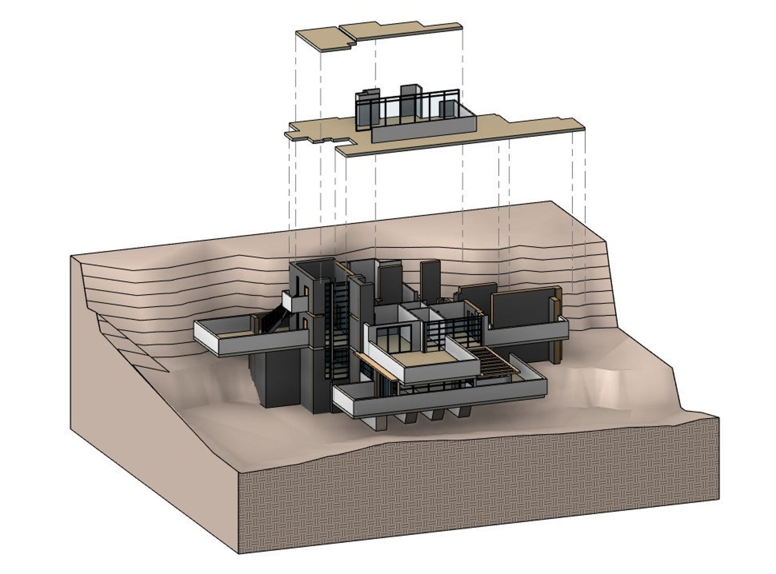 Fallingwater House 3D Model: Frank Lloyd Wright Architecture (autodesk ...