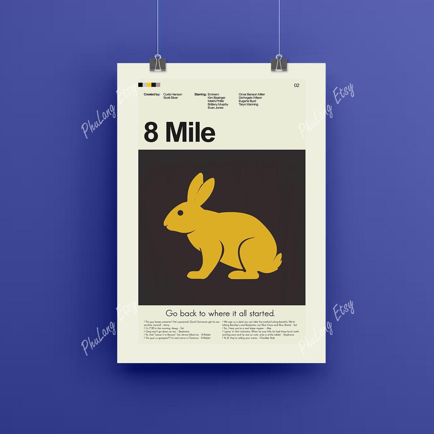 Mid Century Modern 8 Mile Rabbit Poster Retro Movie Print - Etsy