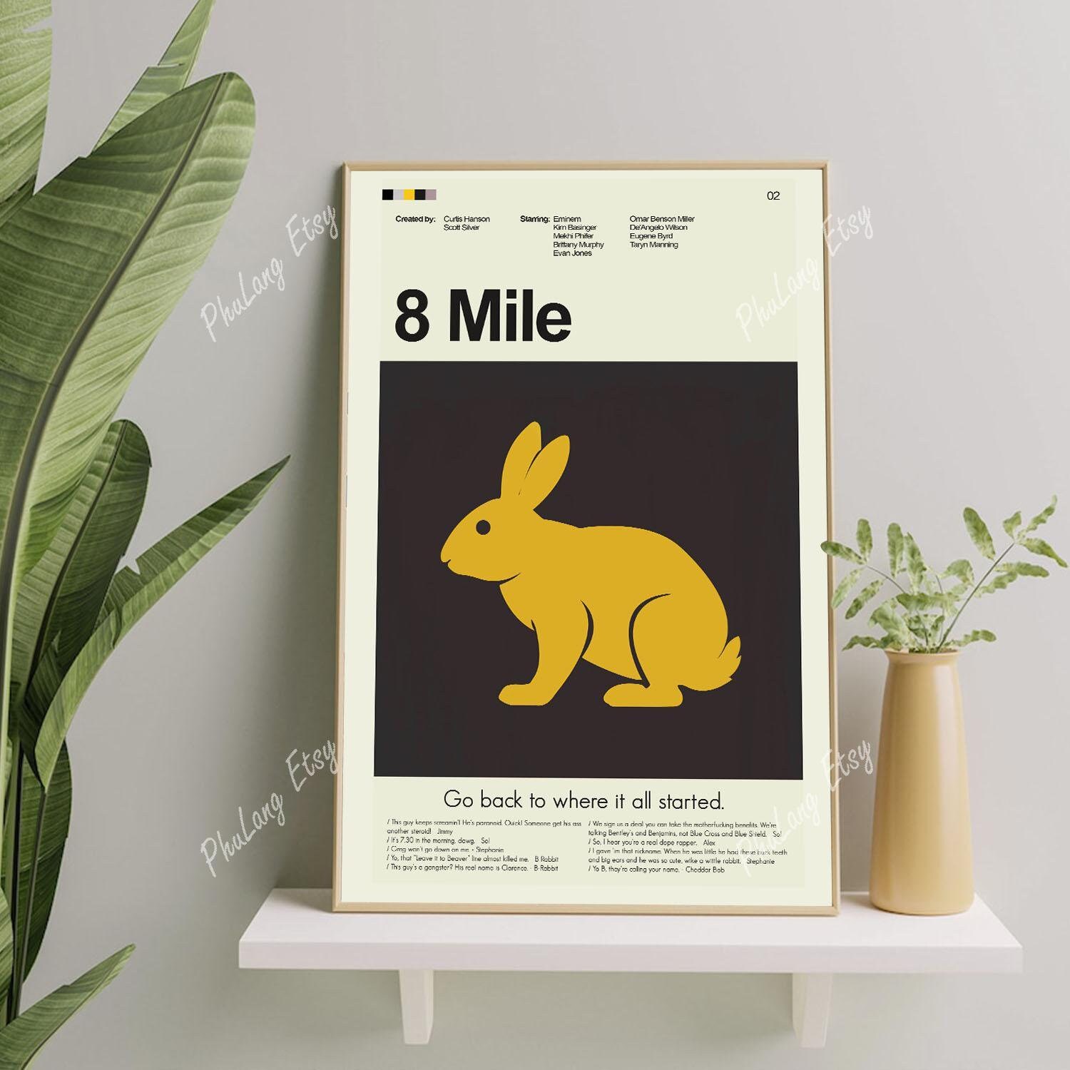 Mid Century Modern 8 Mile Rabbit Poster Retro Movie Print - Etsy