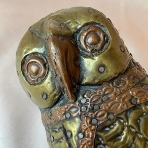 Antique Handmade Hammered Brass and Copper Owl Statue. Desktop or ...