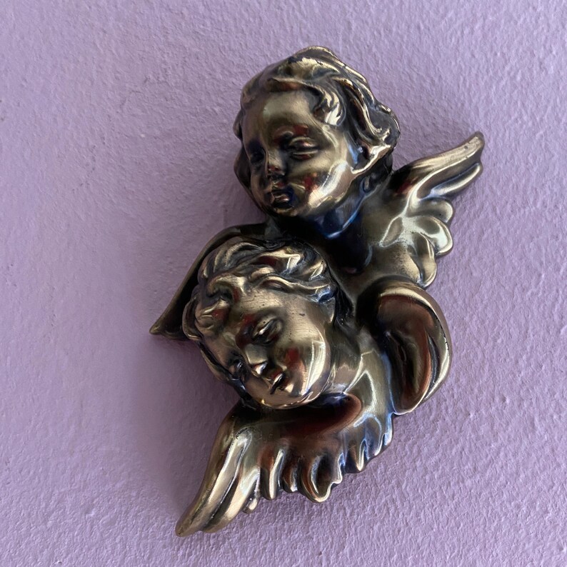 Set of 2 Vintage Bronzed Angel Heads / Cherubs. Portray 5 Angels. Cast ...