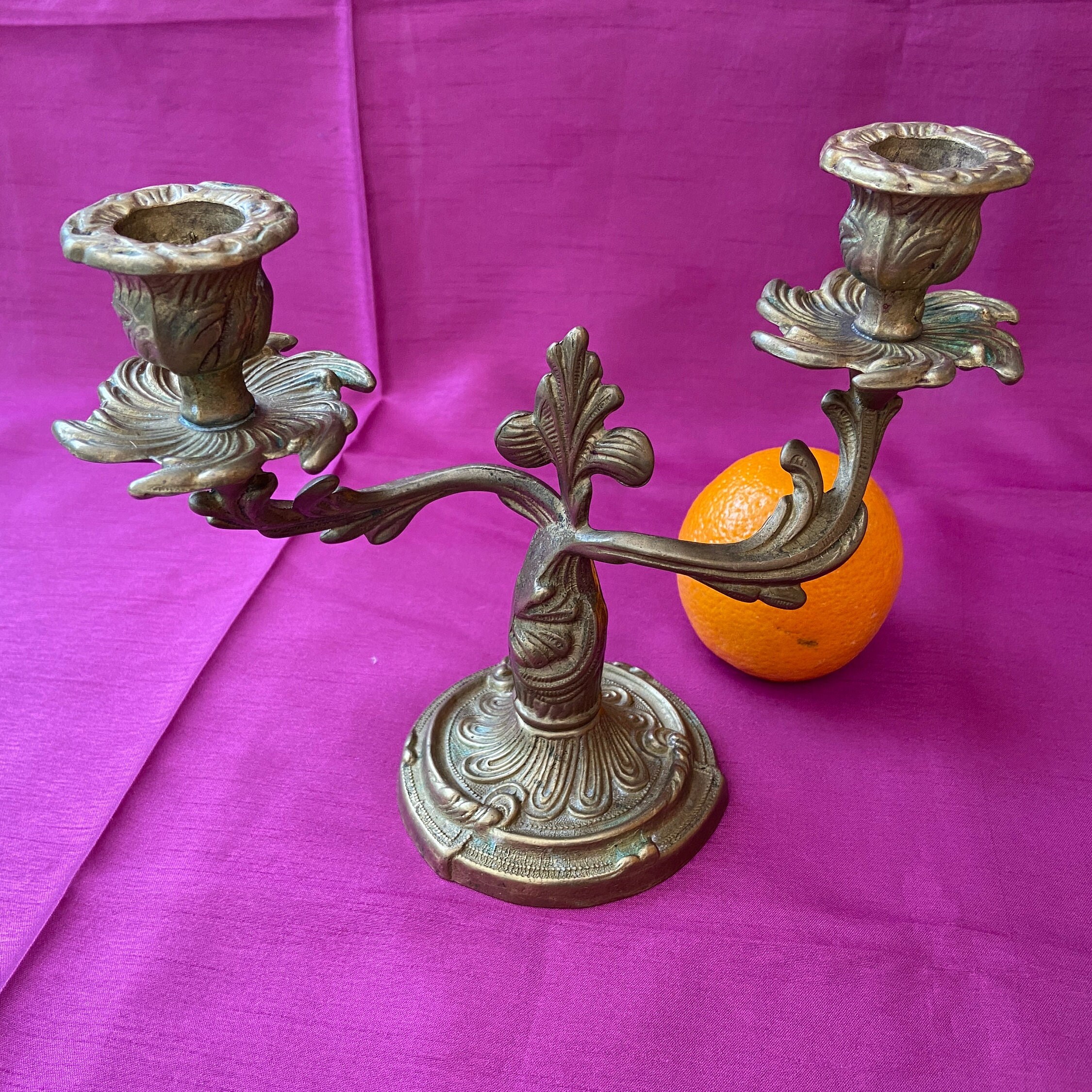 Vintage Solid Brass 2-arm Candelabra / Candle Stick Holder. French ...