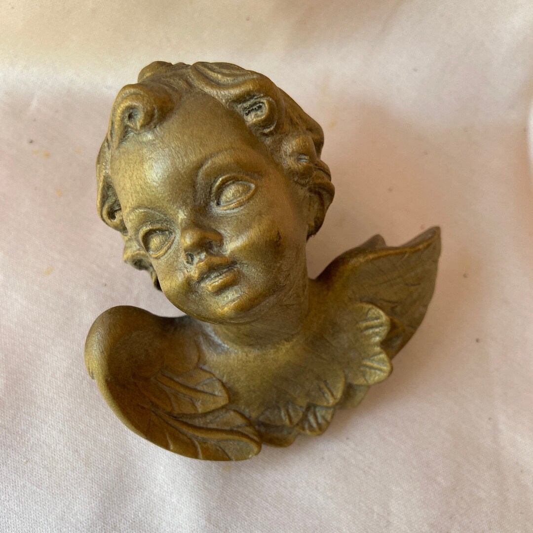 Vintage Hand Carved Angel Head / Baroque Style Cherub Head With Breast ...