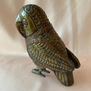 Antique Handmade Hammered Brass and Copper Owl Statue. Desktop or ...