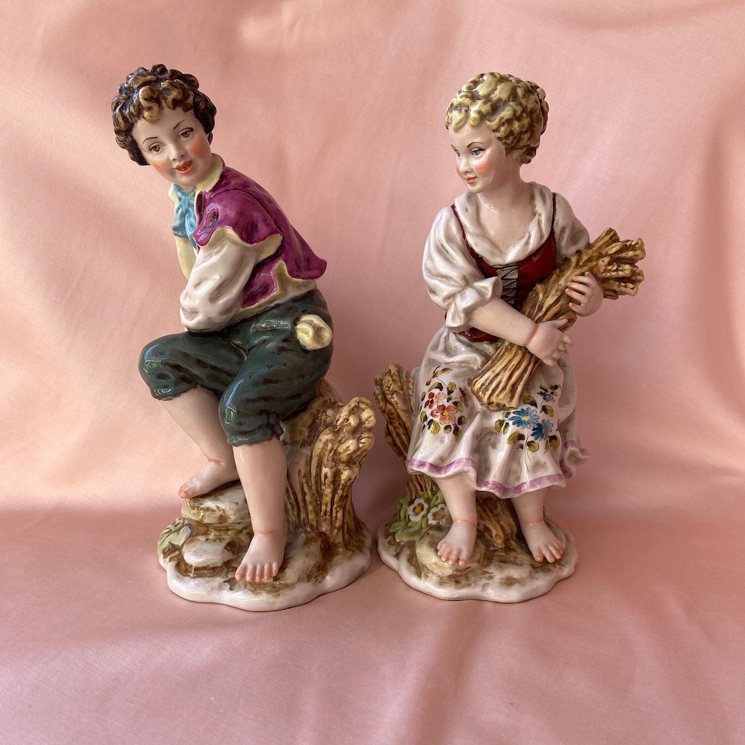 Antique Spanish Porcelain Figurines: Pastoral Couple, Meissen Style ...