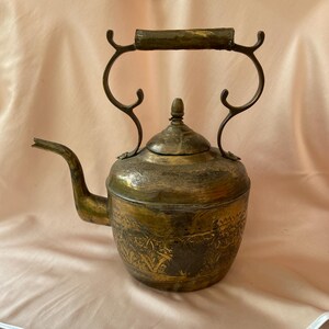 Huge Antique Moroccan Tea Kettle, Hammered Brass and Bronze. Hand ...