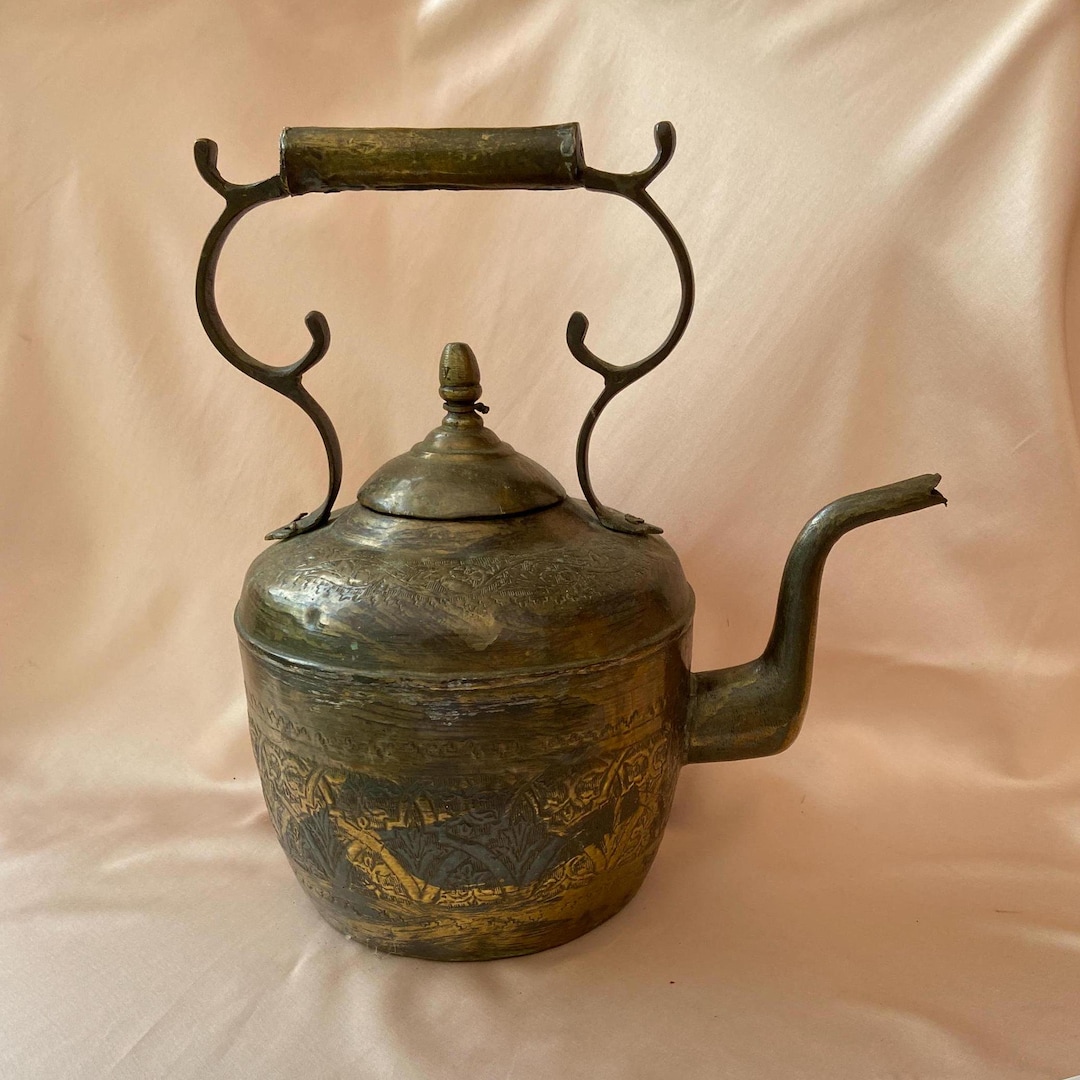Huge Antique Moroccan Tea Kettle, Hammered Brass and Bronze. Hand ...