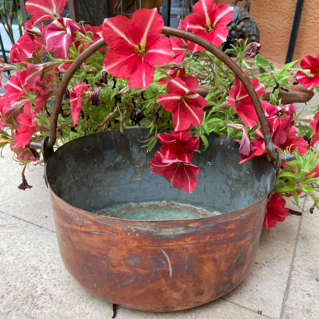 Vintage German Copper Planter / Cauldron / Jardiniere With Handle ...