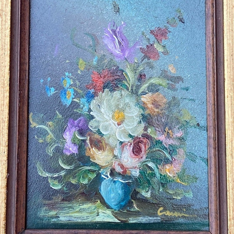 Vintage Original German Still Life Oil Painting - Bouquet of Flowers ...