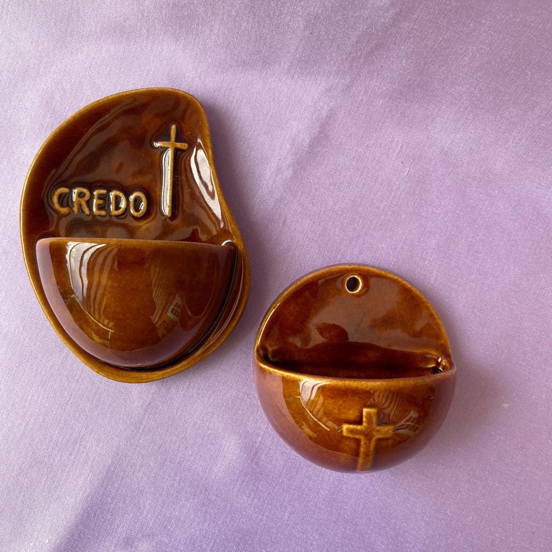 Pair of Small MC Vintage German Holy Water Fonts by Goebel Porcelain ...