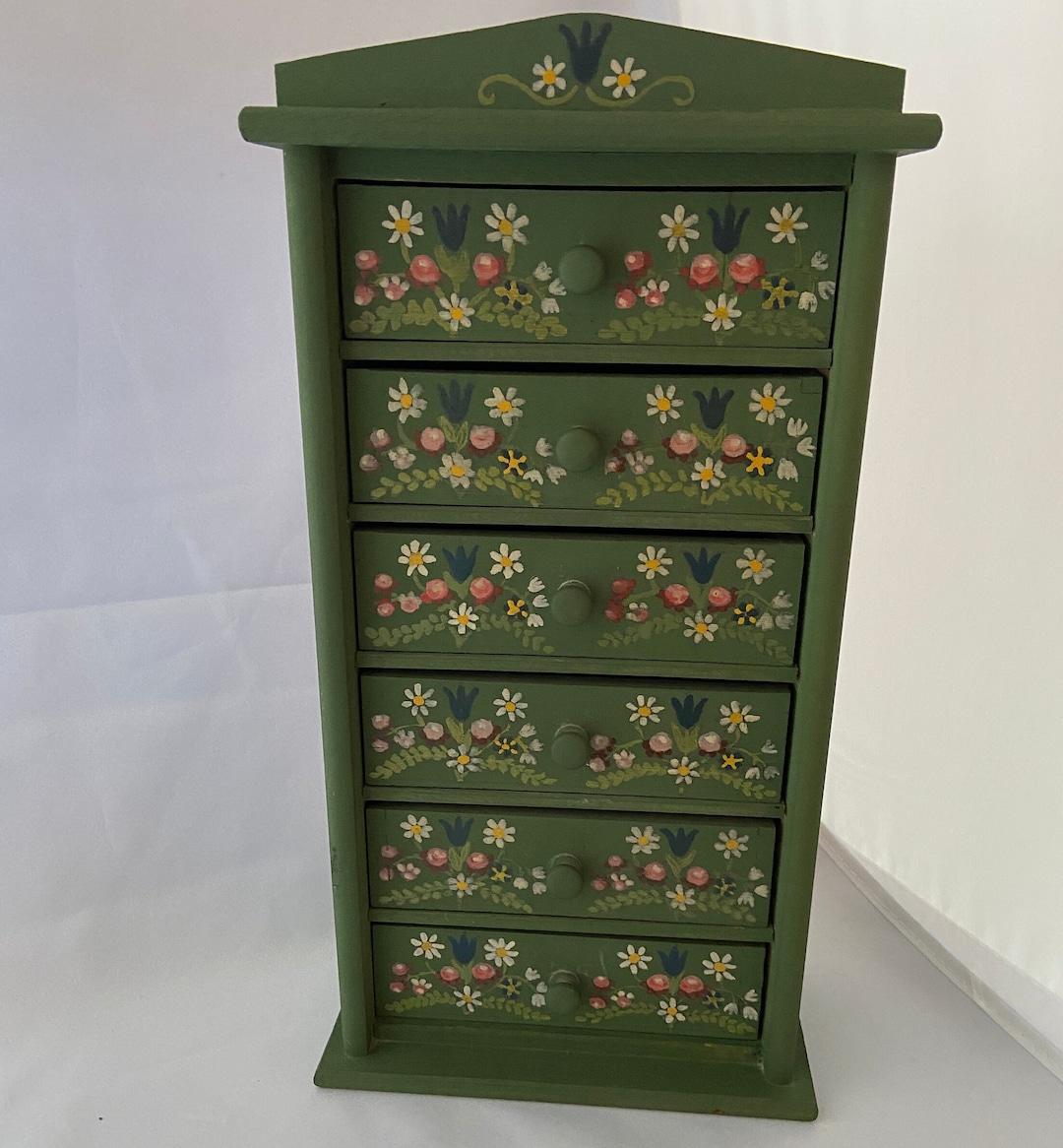Vintage German / Bavarian Folk Art Hand Painted Jewelry Box Small Chest ...