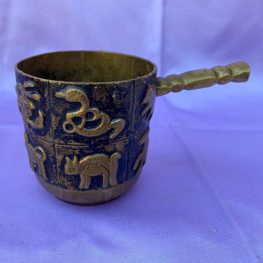 Antique Heavy Brass Ritual Object - Incense Burner With Handle. Chinese ...