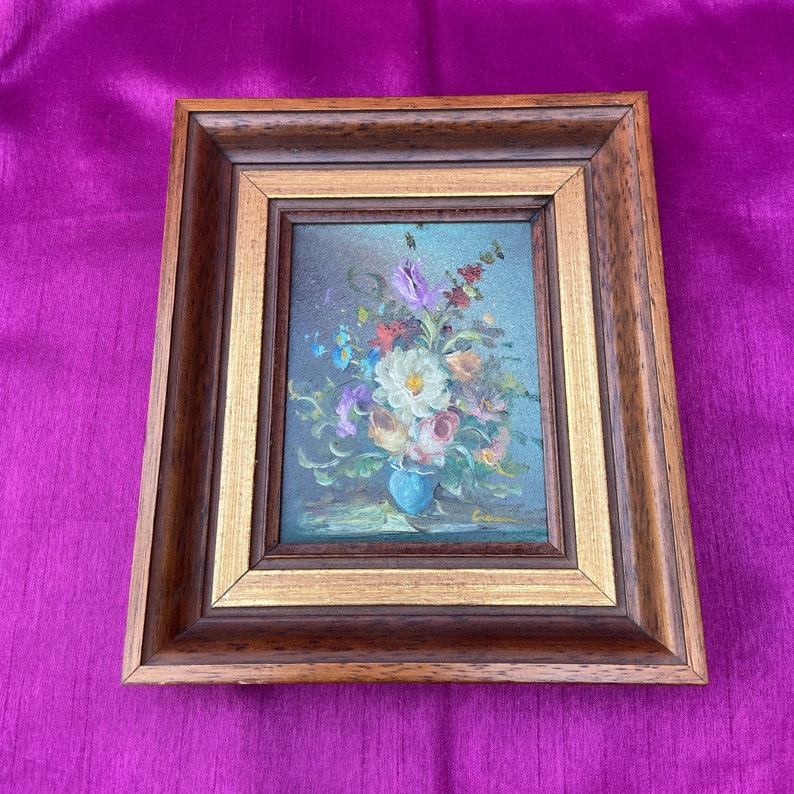 Vintage Original German Still Life Oil Painting - Bouquet of Flowers ...