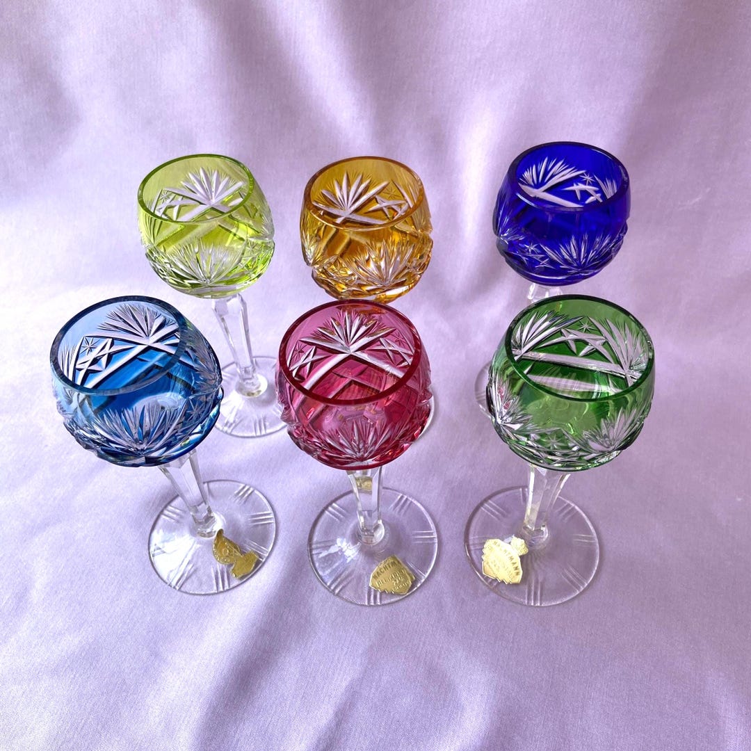 Vintage Set of Six German Cut Lead Crystal Liqueur Glasses by Nachtmann ...