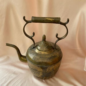 Huge Antique Moroccan Tea Kettle, Hammered Brass and Bronze. Hand ...