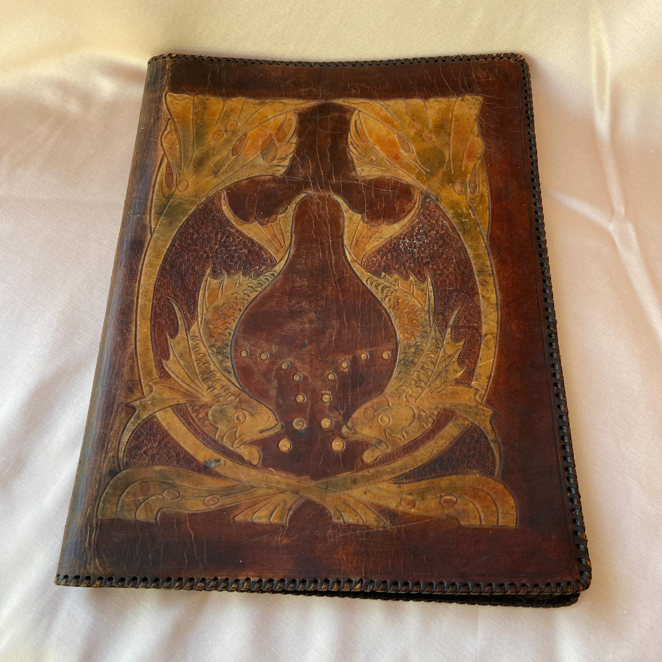 Antique British Aesthetic Movement Embossed Leather Document Folder ...