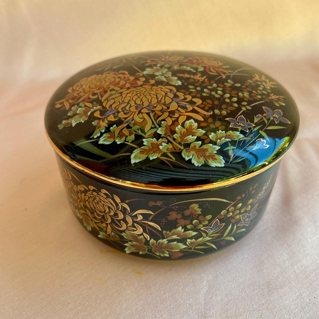 Vintage Kiku Imperial Porcelain Trinket Box Chrysanthemum - Etsy
