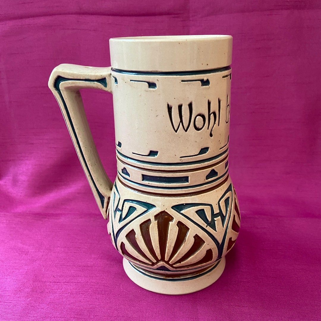 Antique German Art Nouveau Beer Stein / Tankard. Half Liter Mug. Hand ...