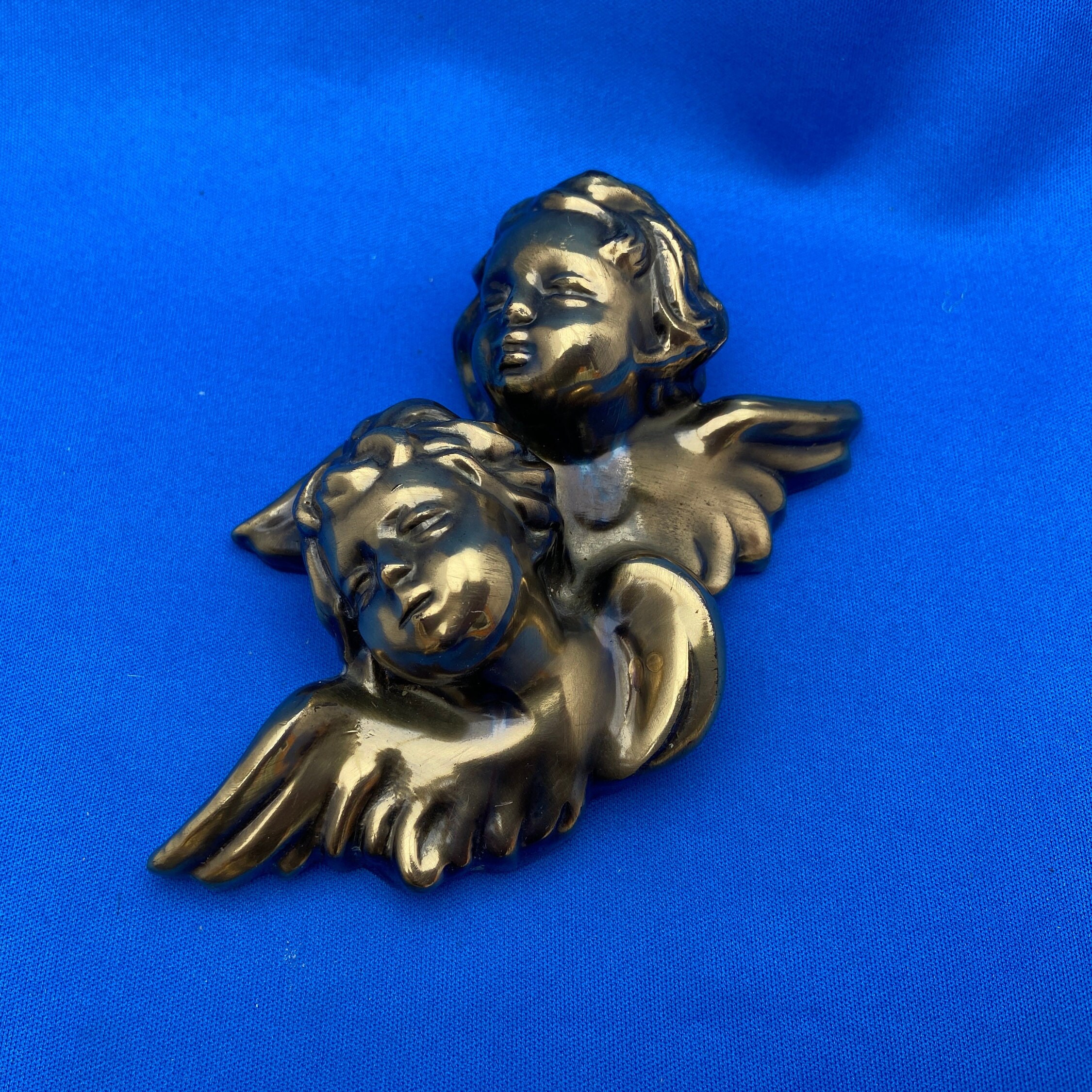 Set of 2 Vintage Bronzed Angel Heads / Cherubs. Portray 5 Angels. Cast ...