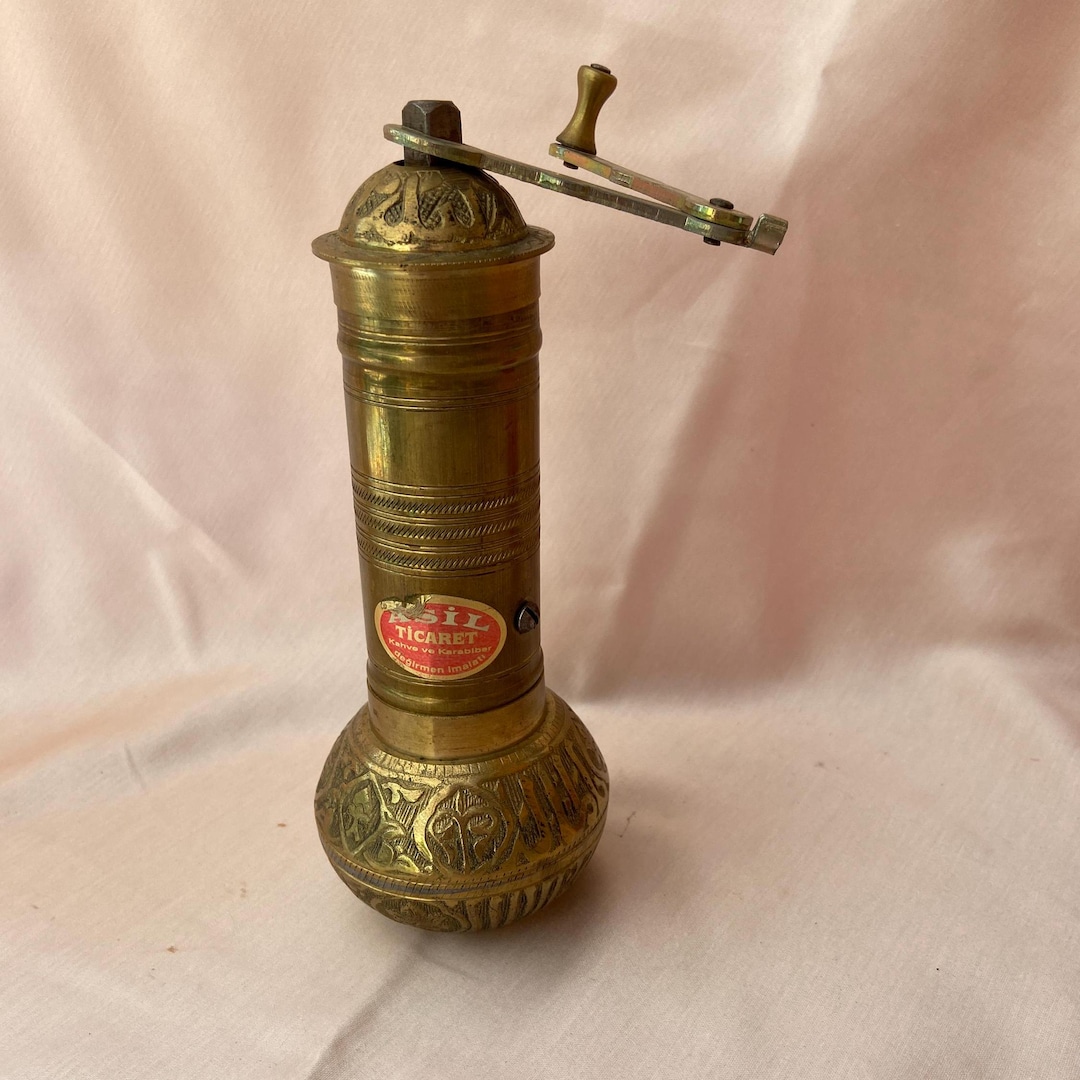 Vintage Turkish Solid Brass Coffee Mill, Mocha Bean or Spice Grinder ...