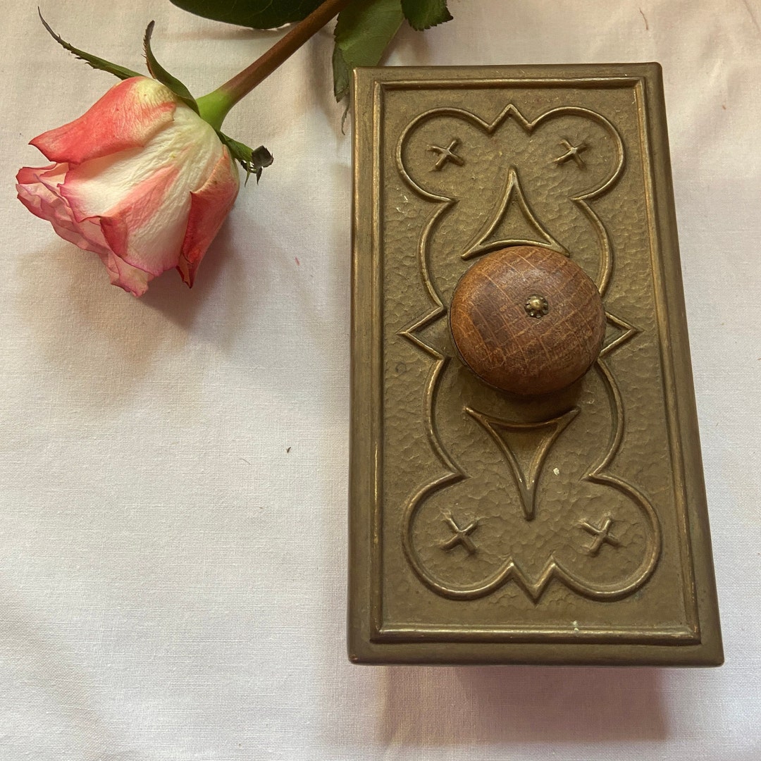 Antique German Art Deco Wooden and Brass Ink Blotter, Rocker Blotter ...