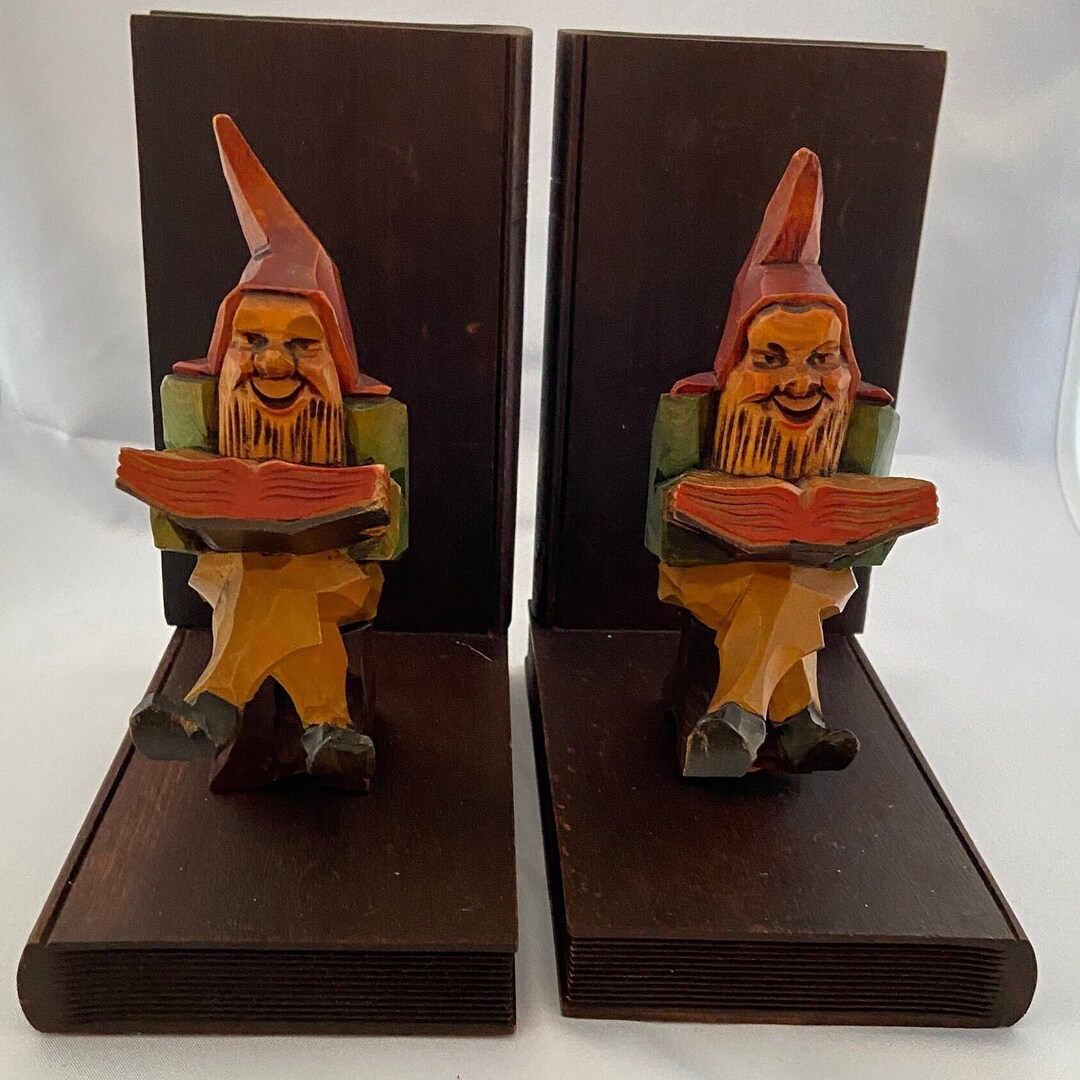 Vintage East German Handmade Bookends Hand Carved and Painted in the ...