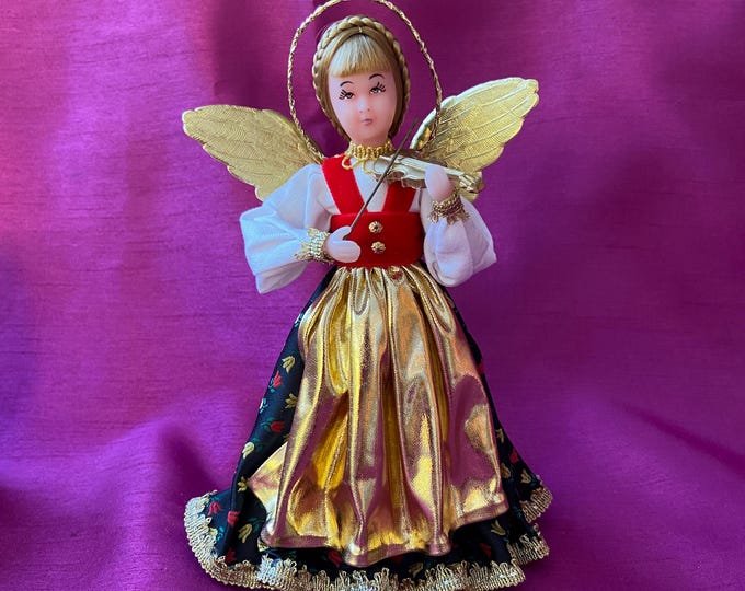 Vintage German Wax Angel Tree Topper by EGGL. Violin-playing Angel ...