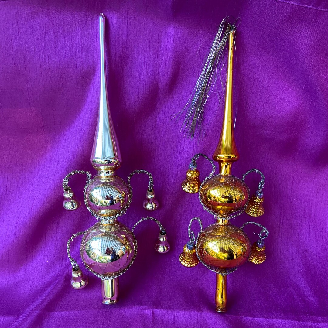 Mid Century German Tree Topper in Gold or Silver Mercury Glass, Leonic ...