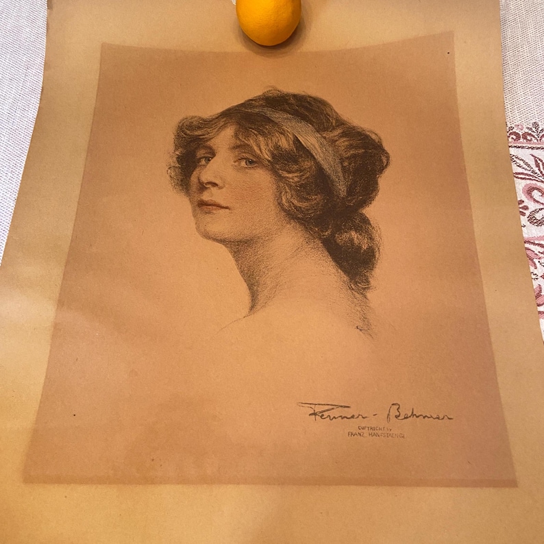 Antique Belle Epoque Lithograph Drawing: Elegant Ladies, Hermann Fenner ...