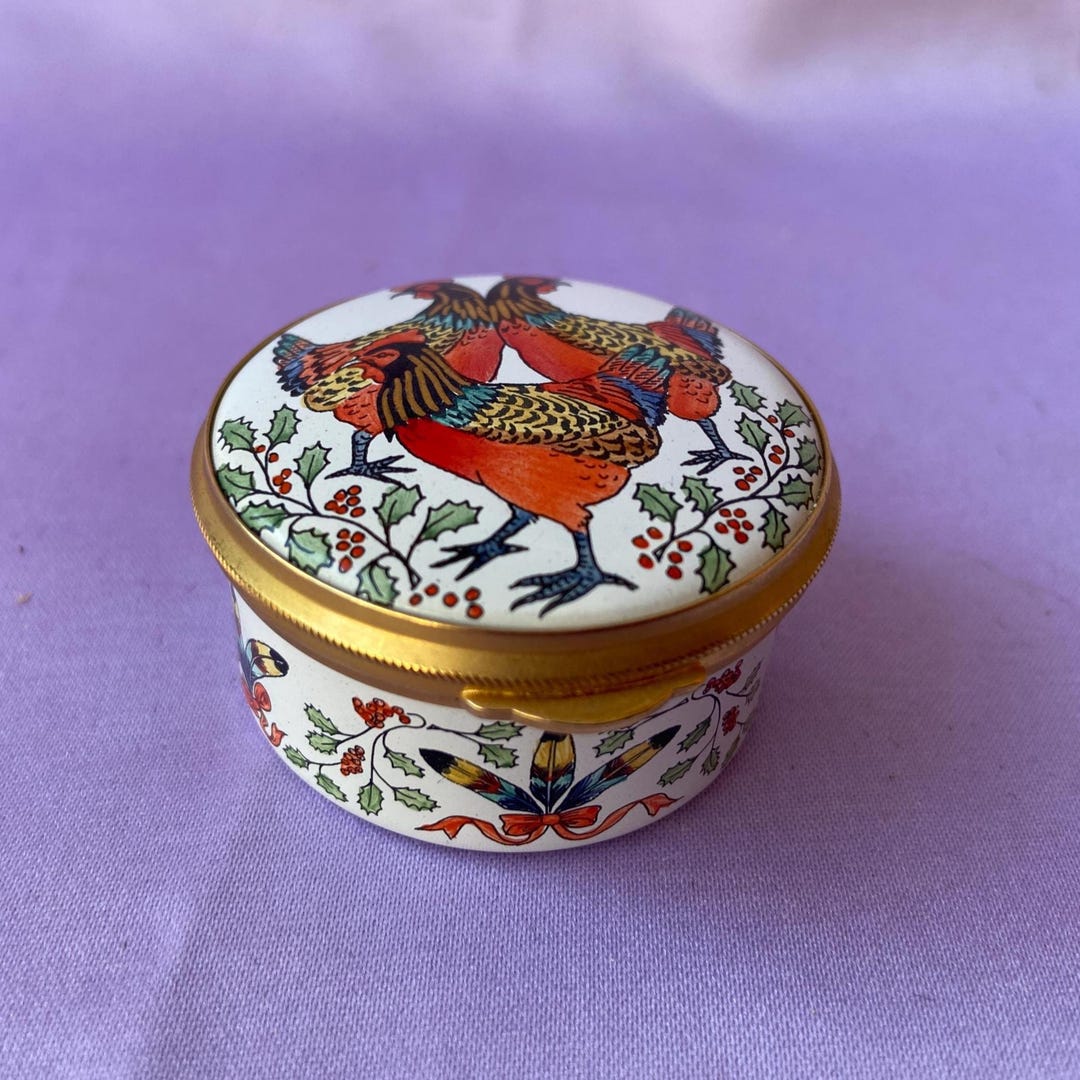 Staffordshire Enamel Pillbox Christmas 1987, Old Bilston Battersea ...