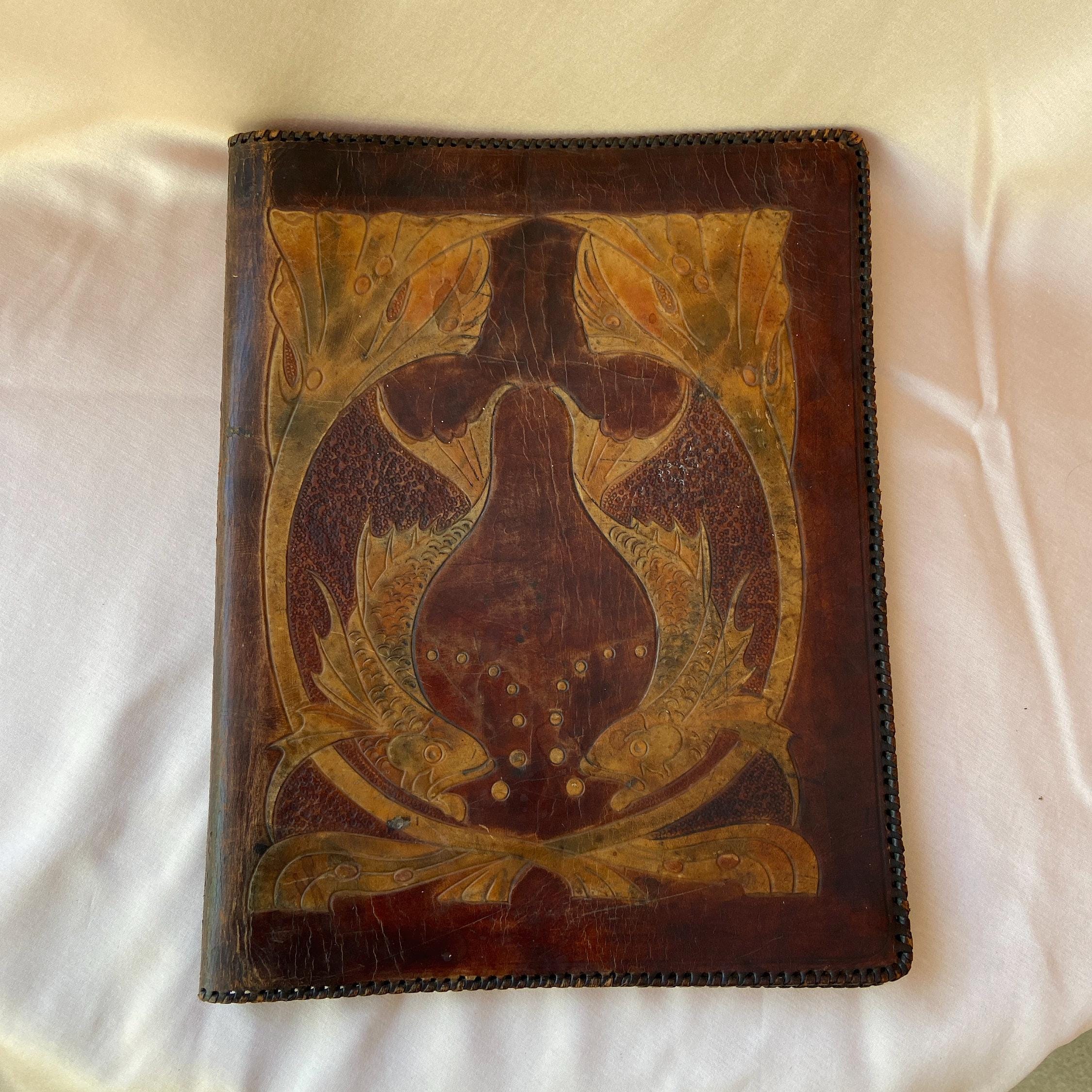 Antique British Aesthetic Movement Embossed Leather Document Folder ...