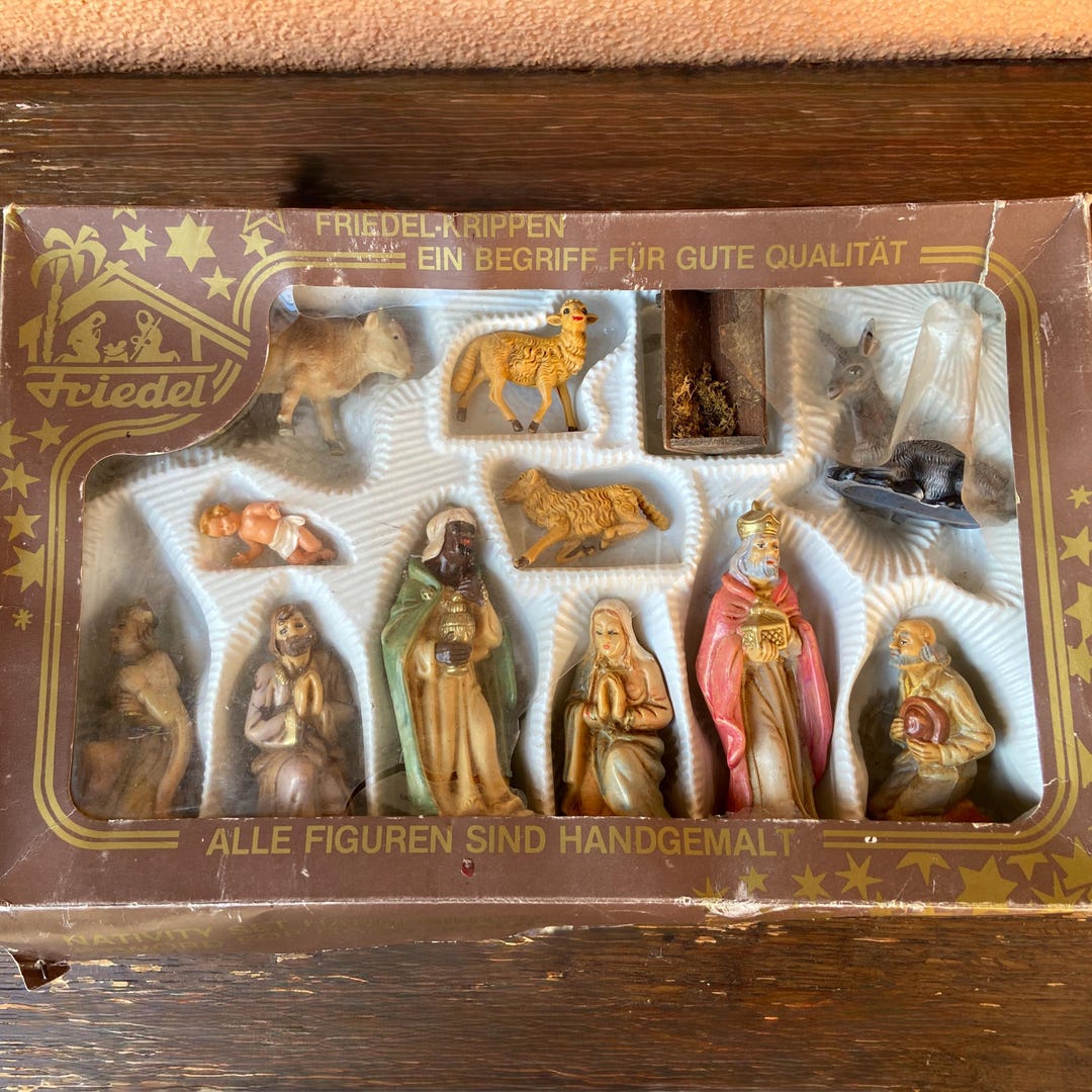 Vintage German Hand-painted Nativity Set by Friedel, 12 Pieces, 1960s ...