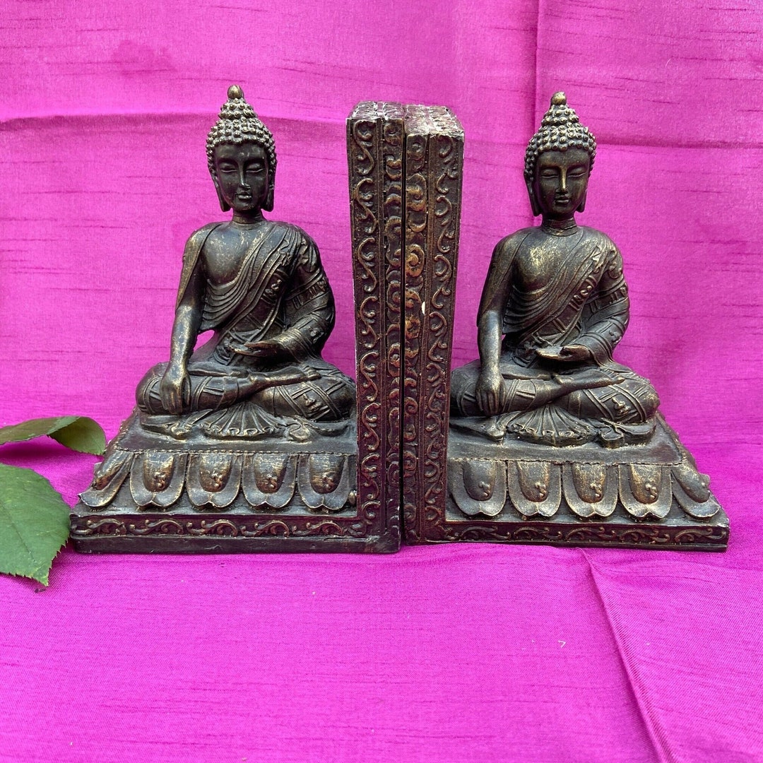Buddha Bookends Heavy Bronzed Resin. Peace, Calmness. Meditating ...