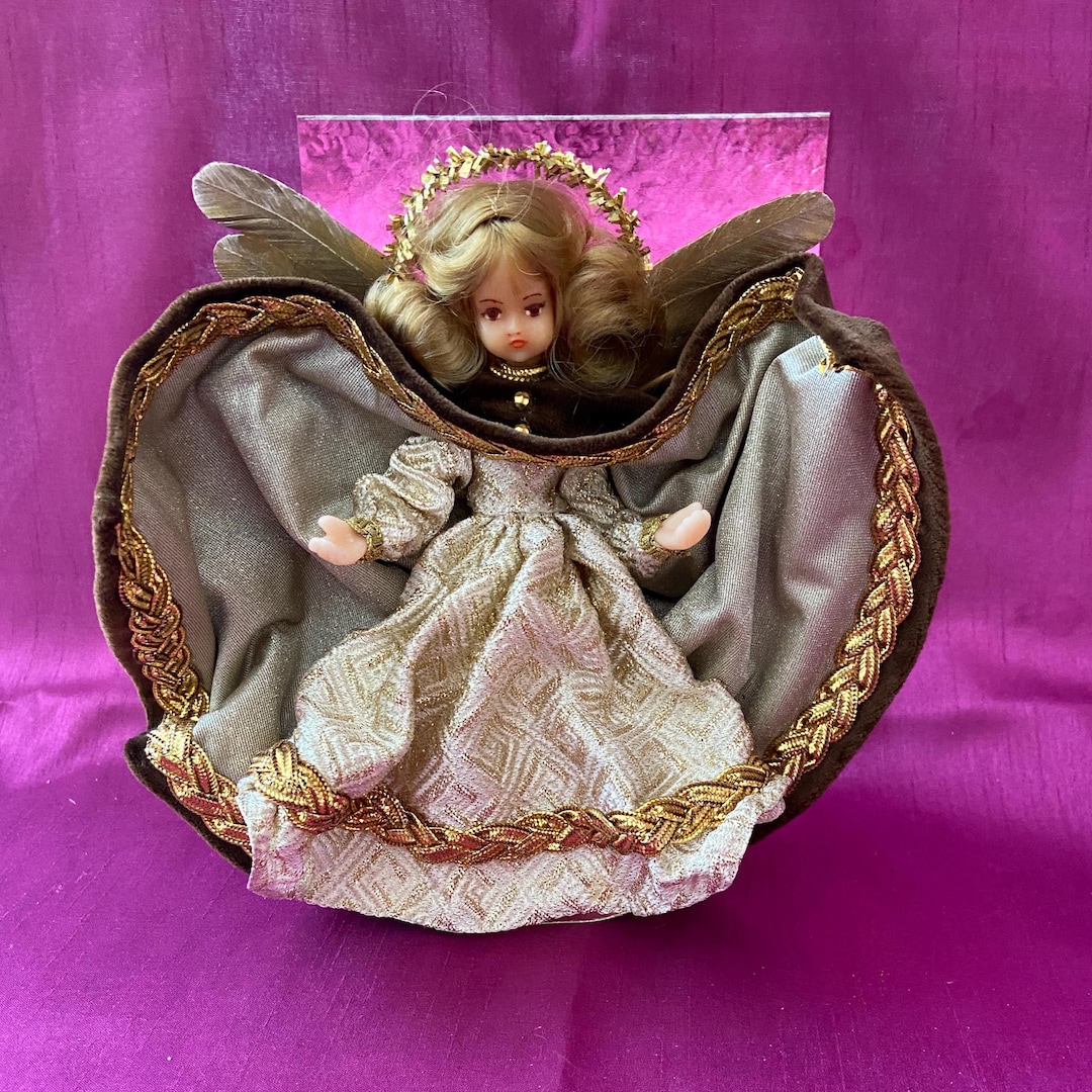 Vintage German DROZD Angel Tree Topper. Wax Angel With Real Feathers in ...