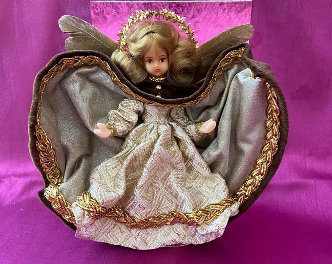 Vintage German DROZD Angel Tree Topper. Wax Angel With Real Feathers in ...