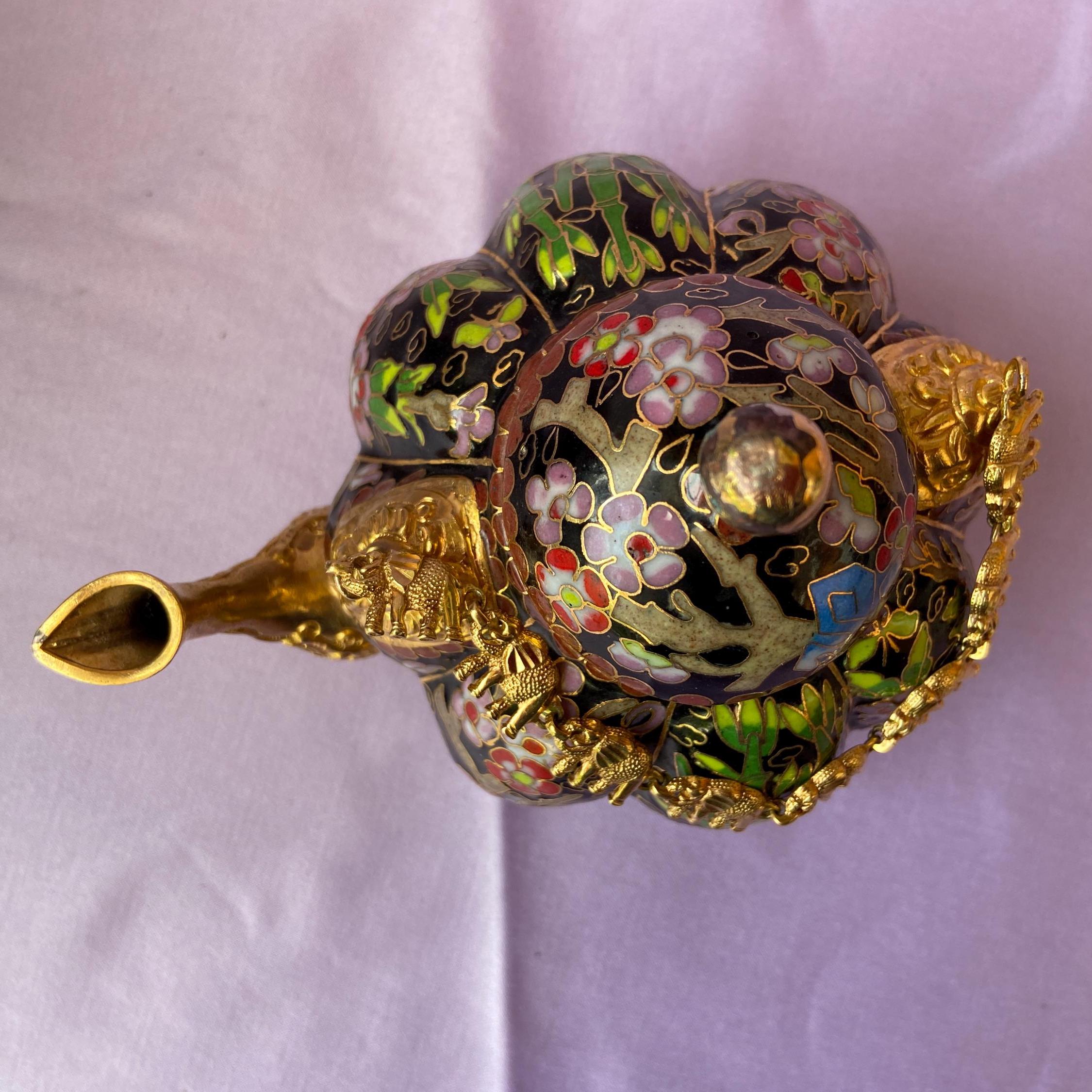 Vintage Cloisonné Teapot for One Person. Enamel and Brass - Etsy