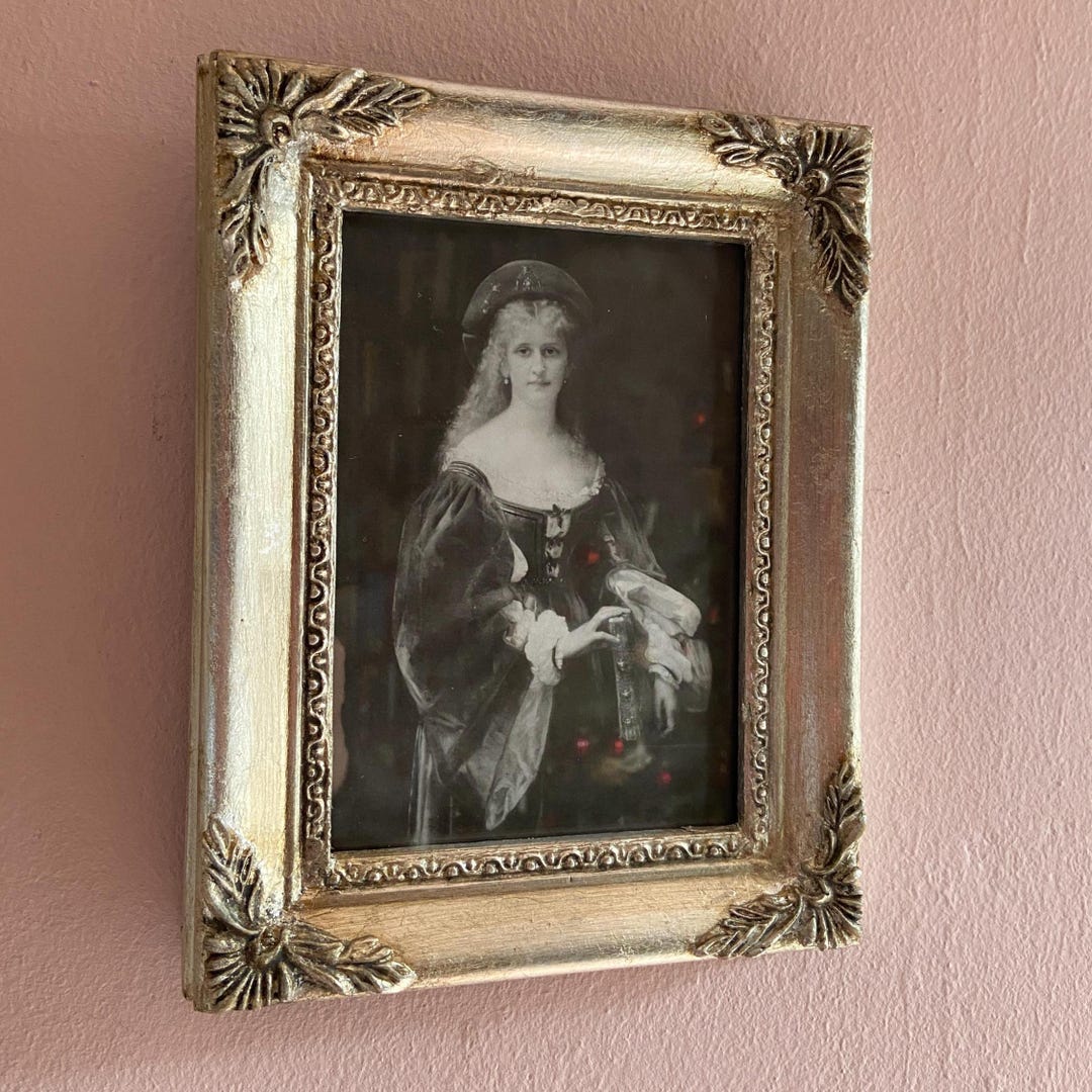 Vintage German Wood, Plaster and Glass Picture Frame. Silver Colored ...