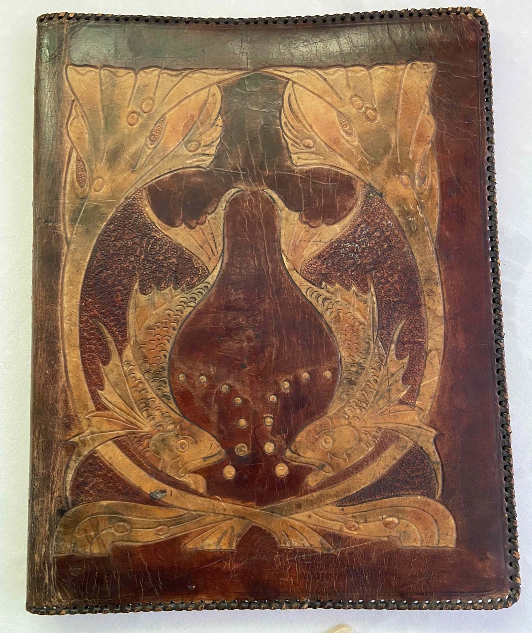 Antique British Aesthetic Movement Embossed Leather Document Folder ...