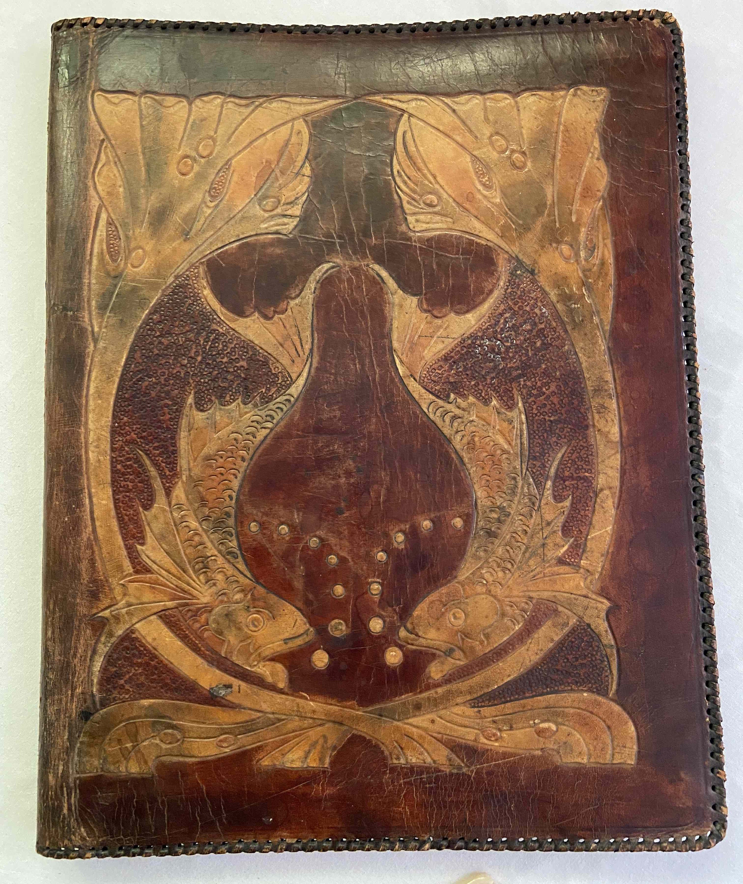 Antique British Aesthetic Movement Embossed Leather Document Folder ...