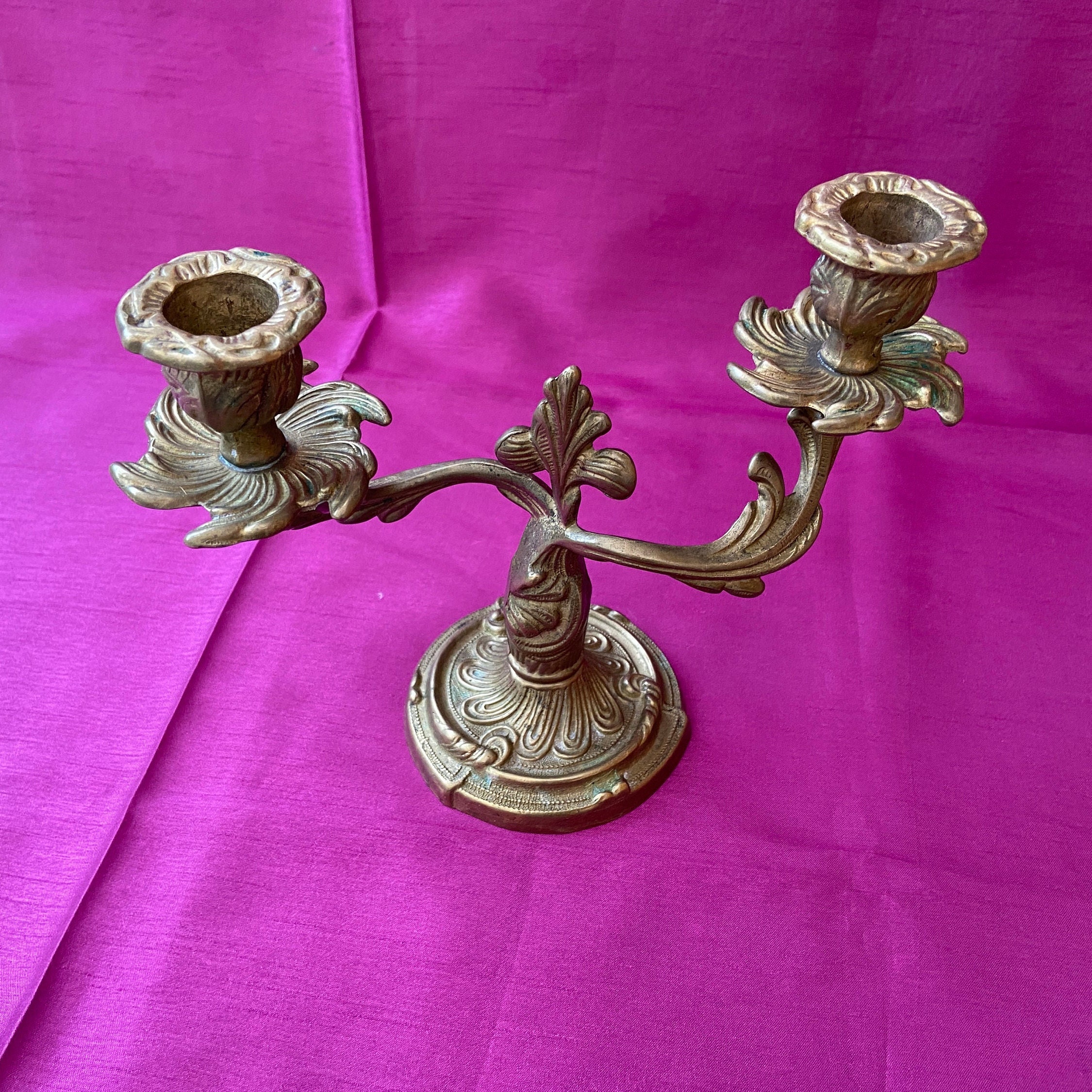 Vintage Solid Brass 2-arm Candelabra / Candle Stick Holder. French ...