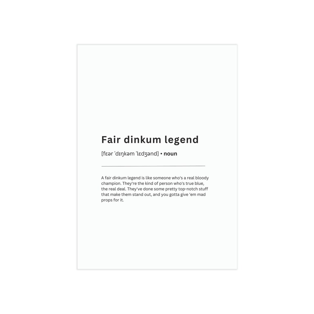 Funny Bogan Australian Phrase Fair Dinkum Legend Definition Poster Gift ...
