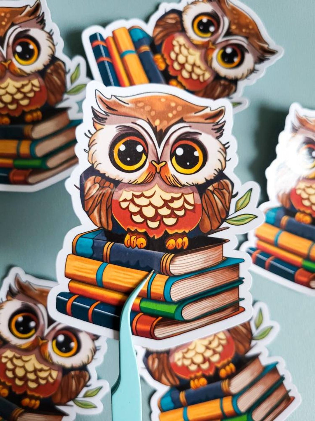 Owl on Stack of Books Decal Sticker - Etsy
