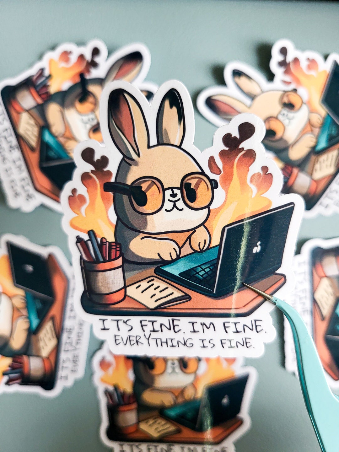 Bunny at Work, Office Decal Sticker - Etsy