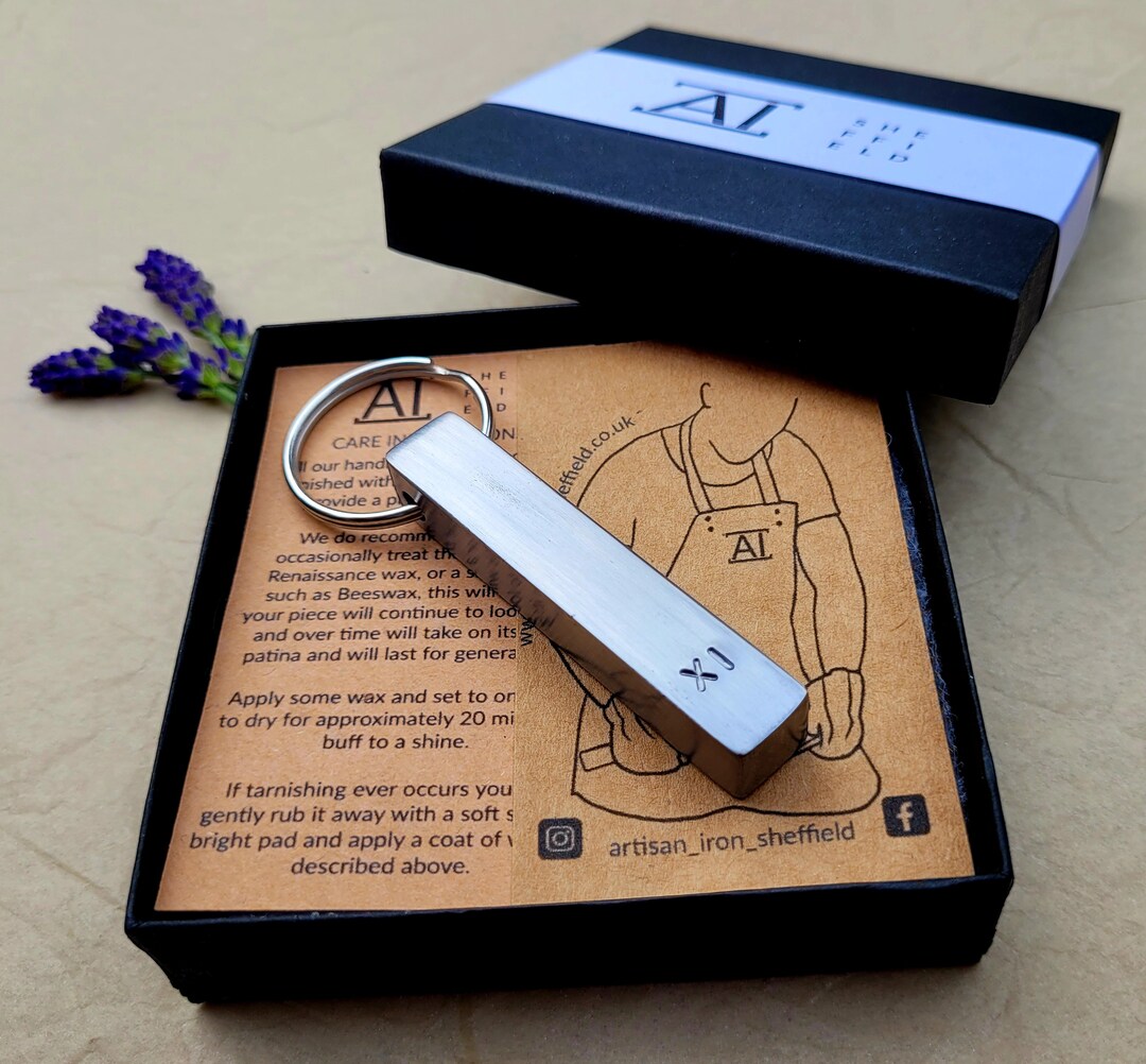 11th Anniversary Roman Numerals Steel Keychain - Handstamped Metal ...