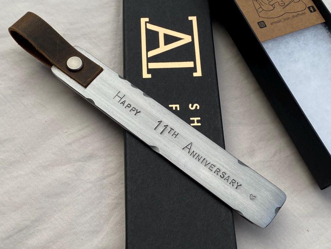 Handmade Steel *happy 11th Anniversary* 11th Anniversary Bookmark With ...