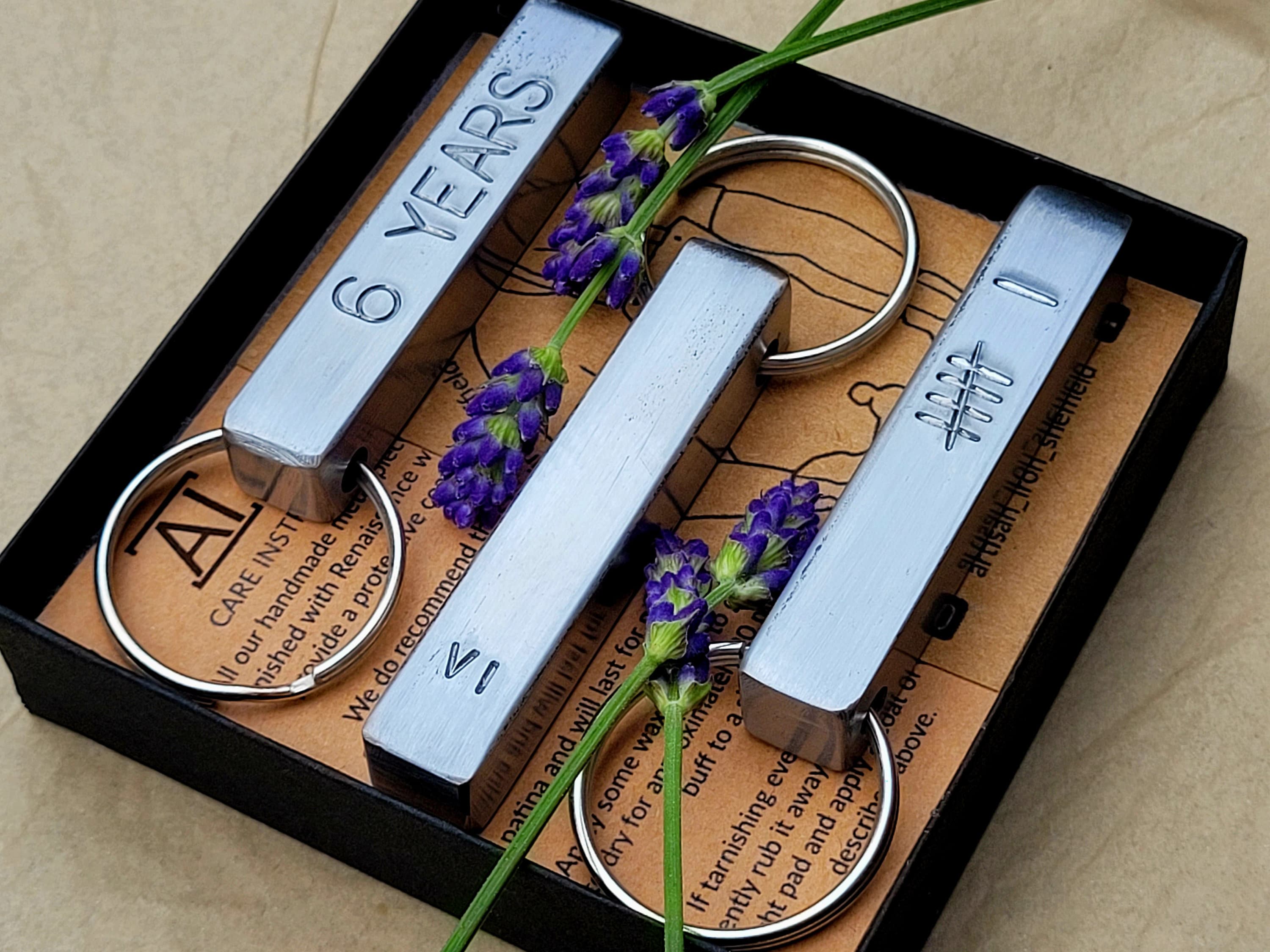 Handmade Iron 6th Anniversary Keychain: Roman Numeral VI Stamped ...