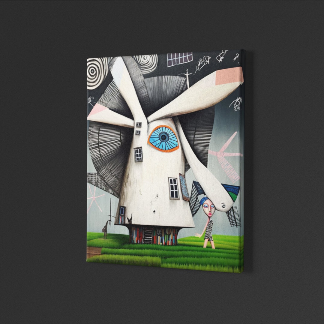 Premium Edge Art Windmill Abstract Canvas Wall Art Print - Contemporary ...