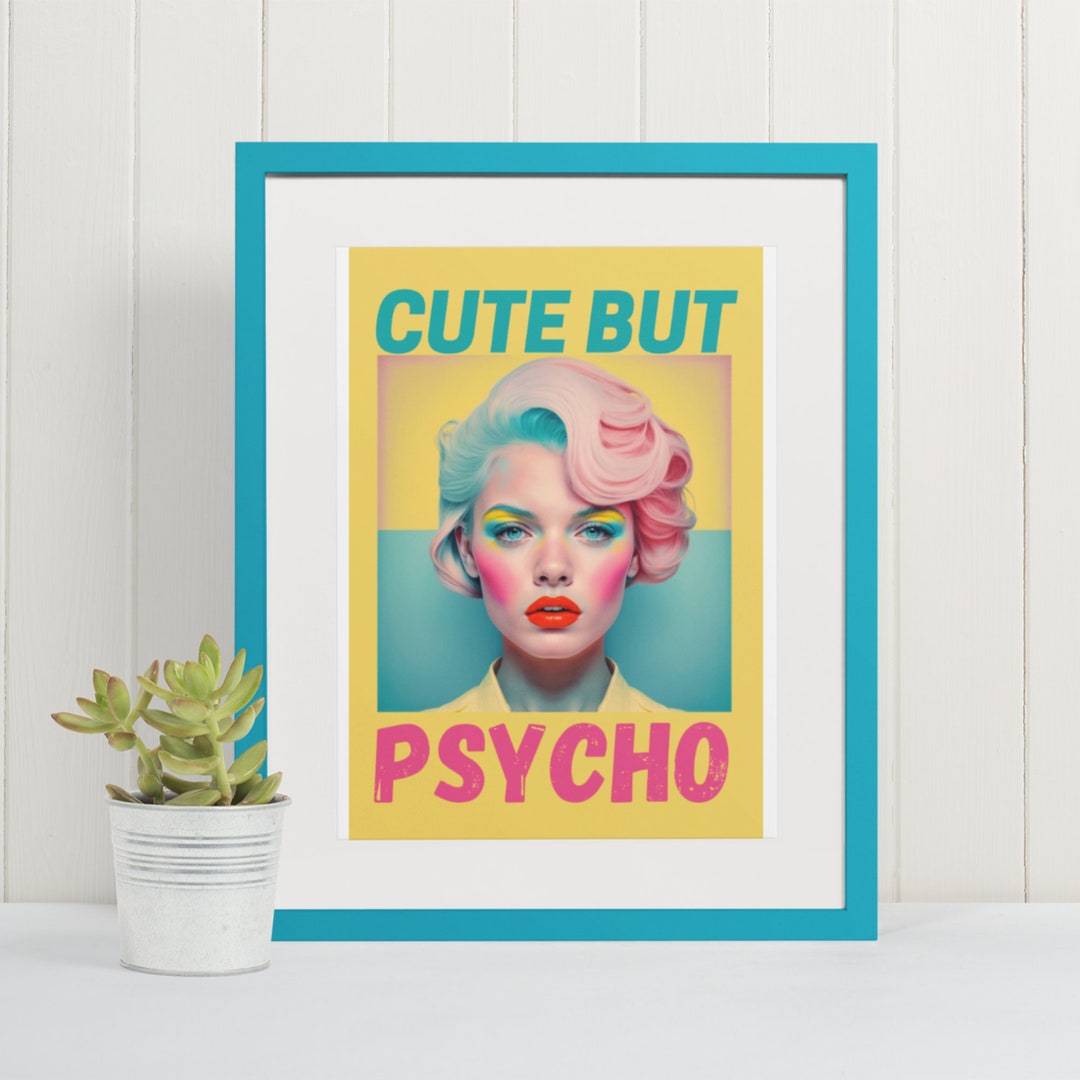 Cute but Psycho Pop Art Pastel Colored Woman Premium Matte Poster - Etsy
